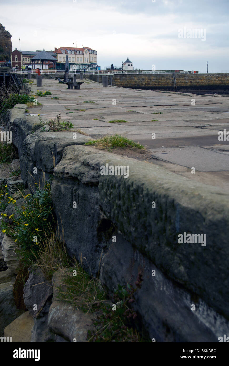 Whitby North Yorkshire UK Harbour Harbor Quay Sea Wall Stock Photo - Alamy