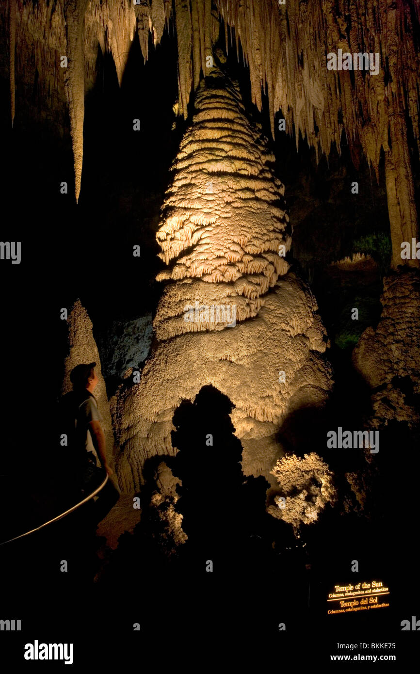 A large Stelagmite named Temple of the Sun inside the Carlsbad Caverns ...