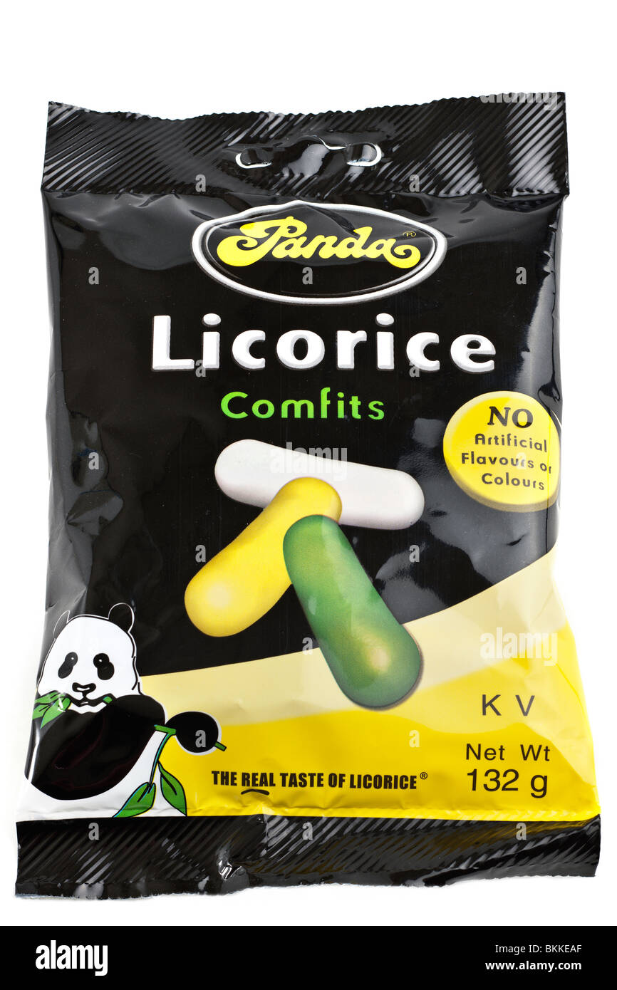 132 gram bag of Panda Licorice Comfits Stock Photo - Alamy