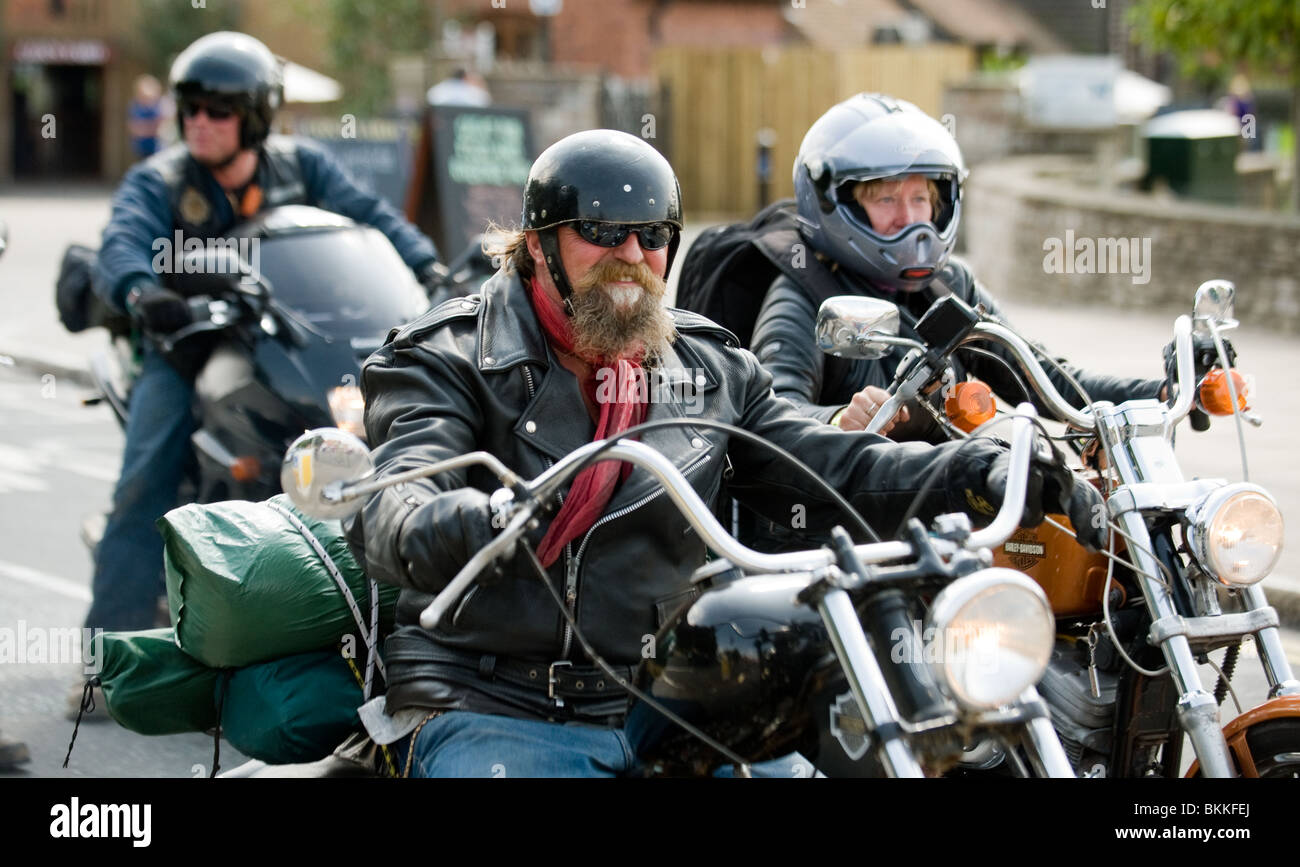 Bikers returning home after attending the Bulldog Bash at Long Marsden ...