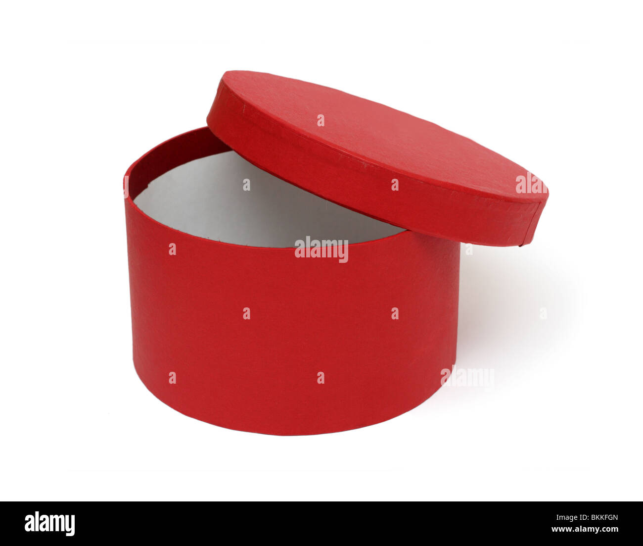 open red round box isolated on white Stock Photo - Alamy