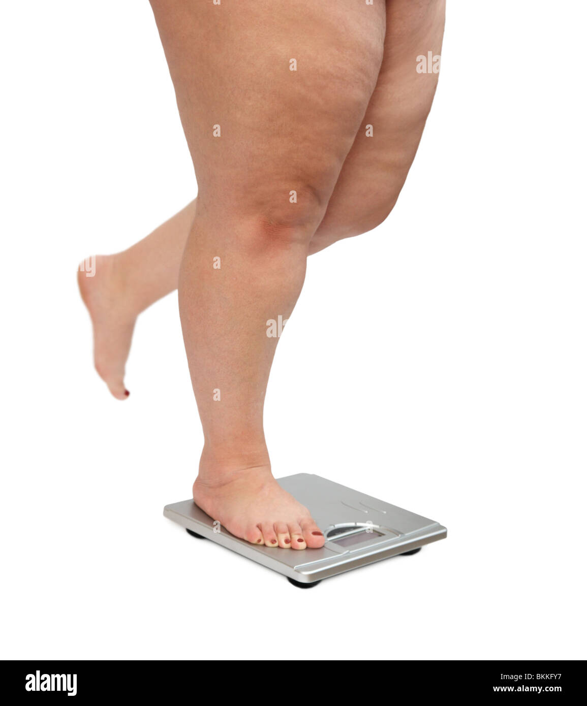 women legs with overweight standing on scales Stock Photo - Alamy