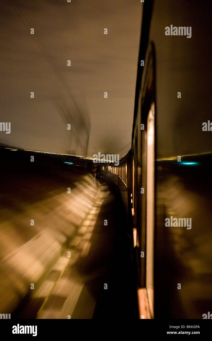 moving steam train at night Stock Photo - Alamy