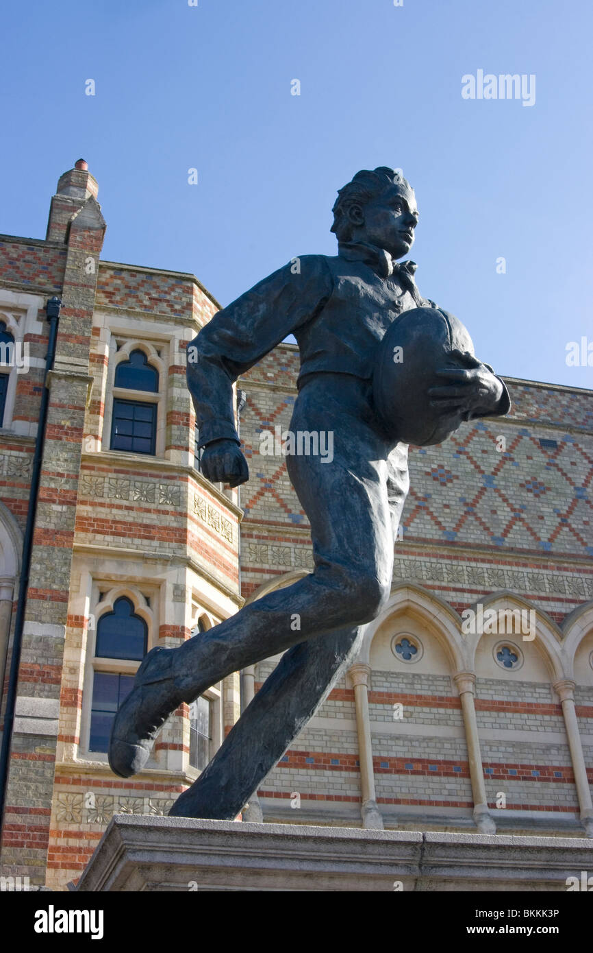 Statue of William Webb Ellis outside Rugby School Warwickshire Stock ...