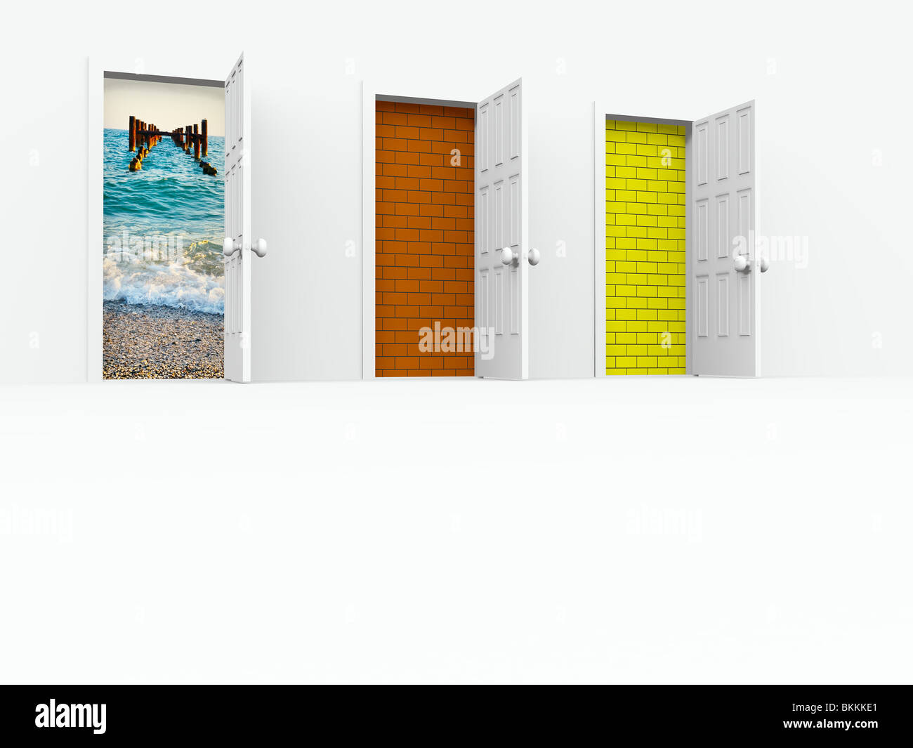 open doors. 3d on white Stock Photo - Alamy
