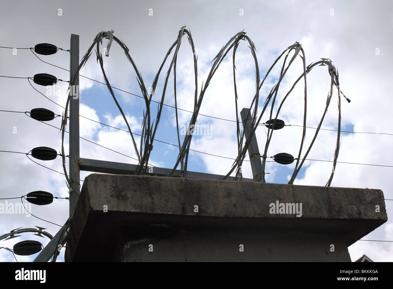 Nairobi, Kenya. Security safety fence to protect inhabitants of a ...