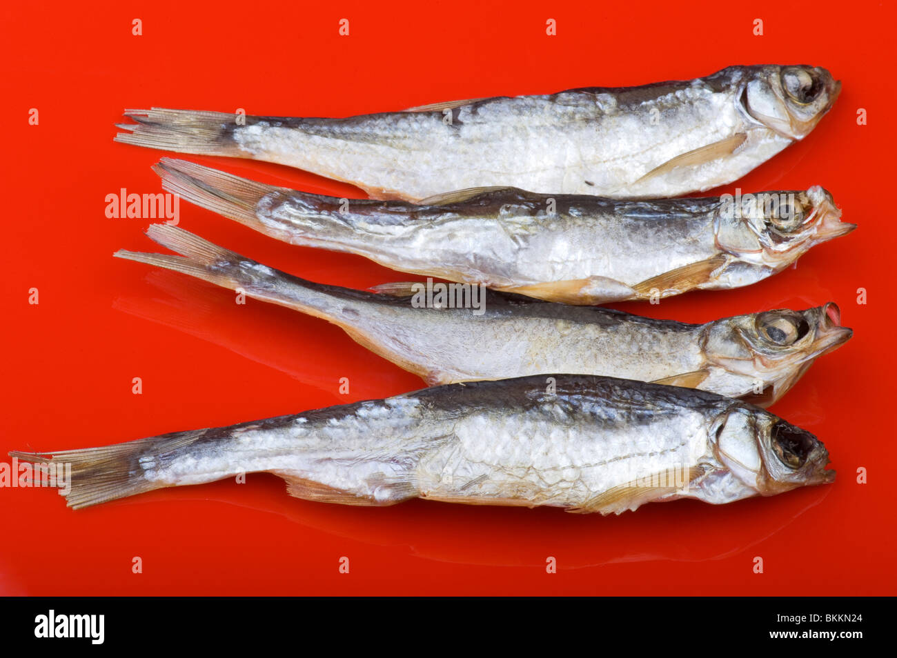 object on red - food dry fish close up Stock Photo - Alamy