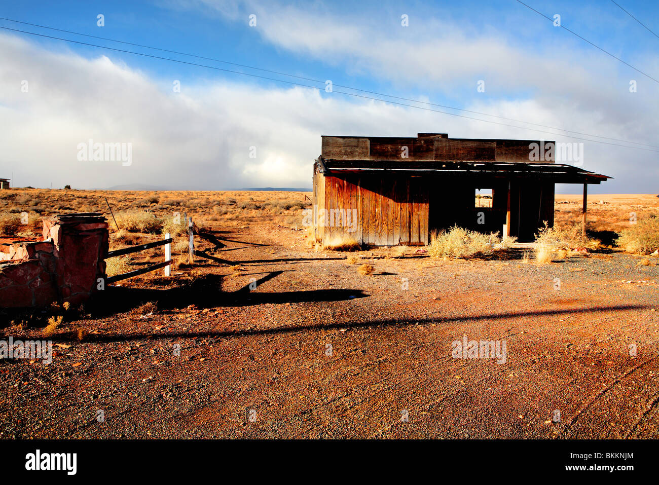 DESERTED BUILDING ON ROUTE 66 IN THE GHOST TOWN OF TWO GUNS, ARIZONA ...