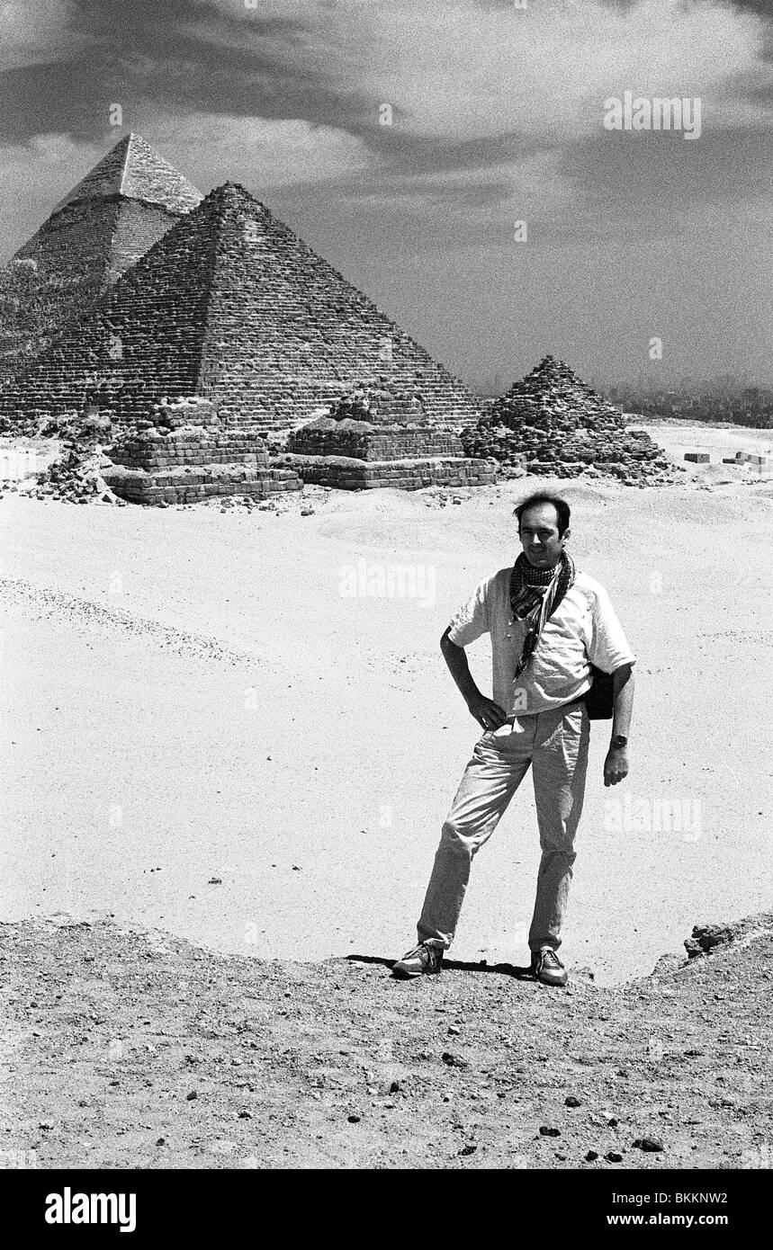 The author and photographer stood before the "Great Pyramids of Giza ...