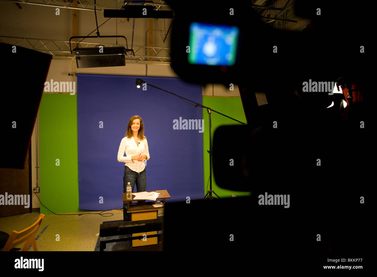 Beautiful woman hosts a television show Stock Photo - Alamy