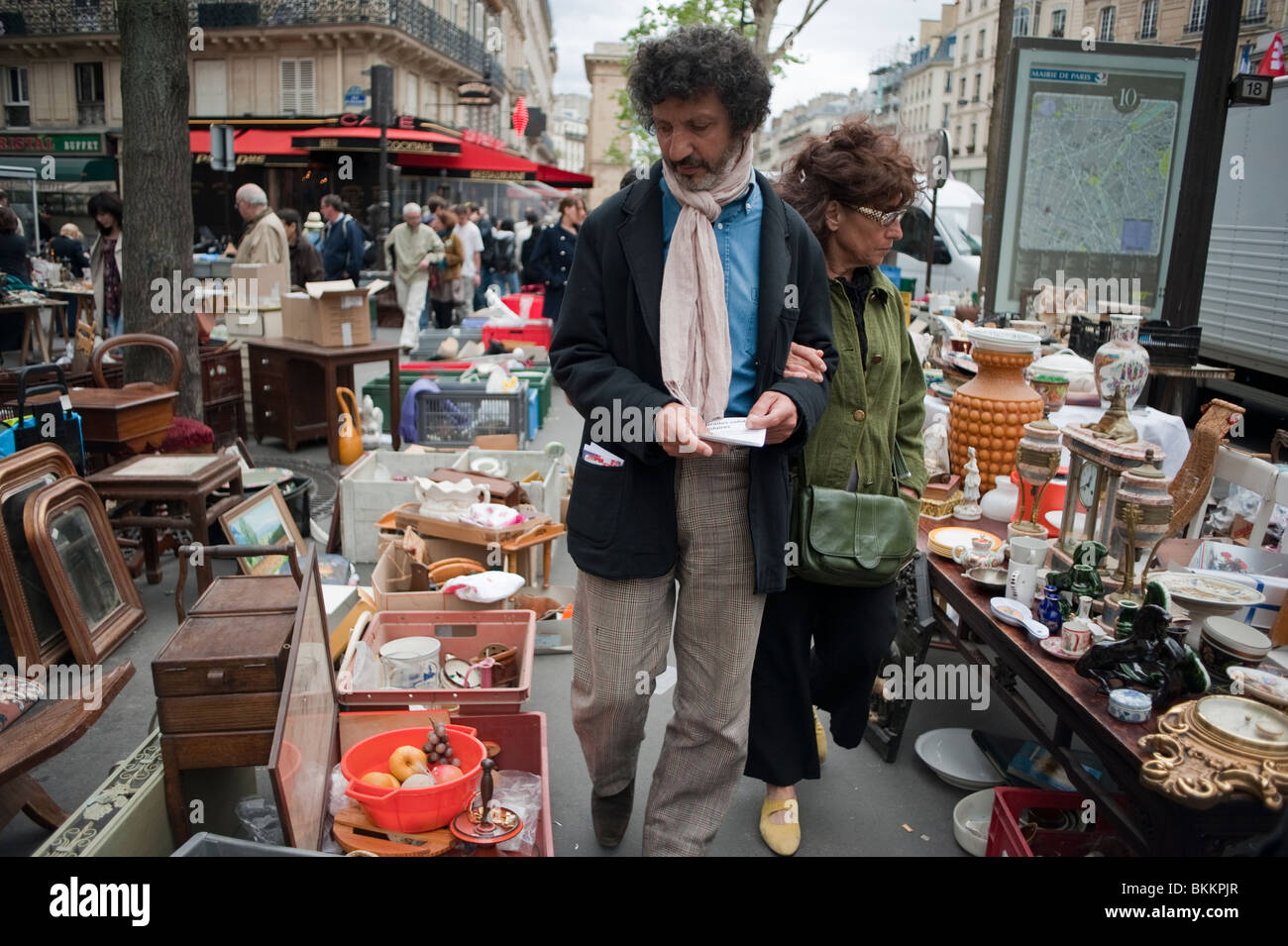 Crowd of People Shopping for "Second Hand" Household Objects on Street ...