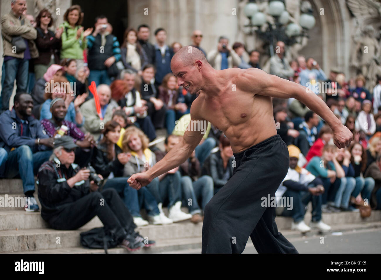 Crowd Watching Break Dancer Street performers, Paris France Stock Photo ...