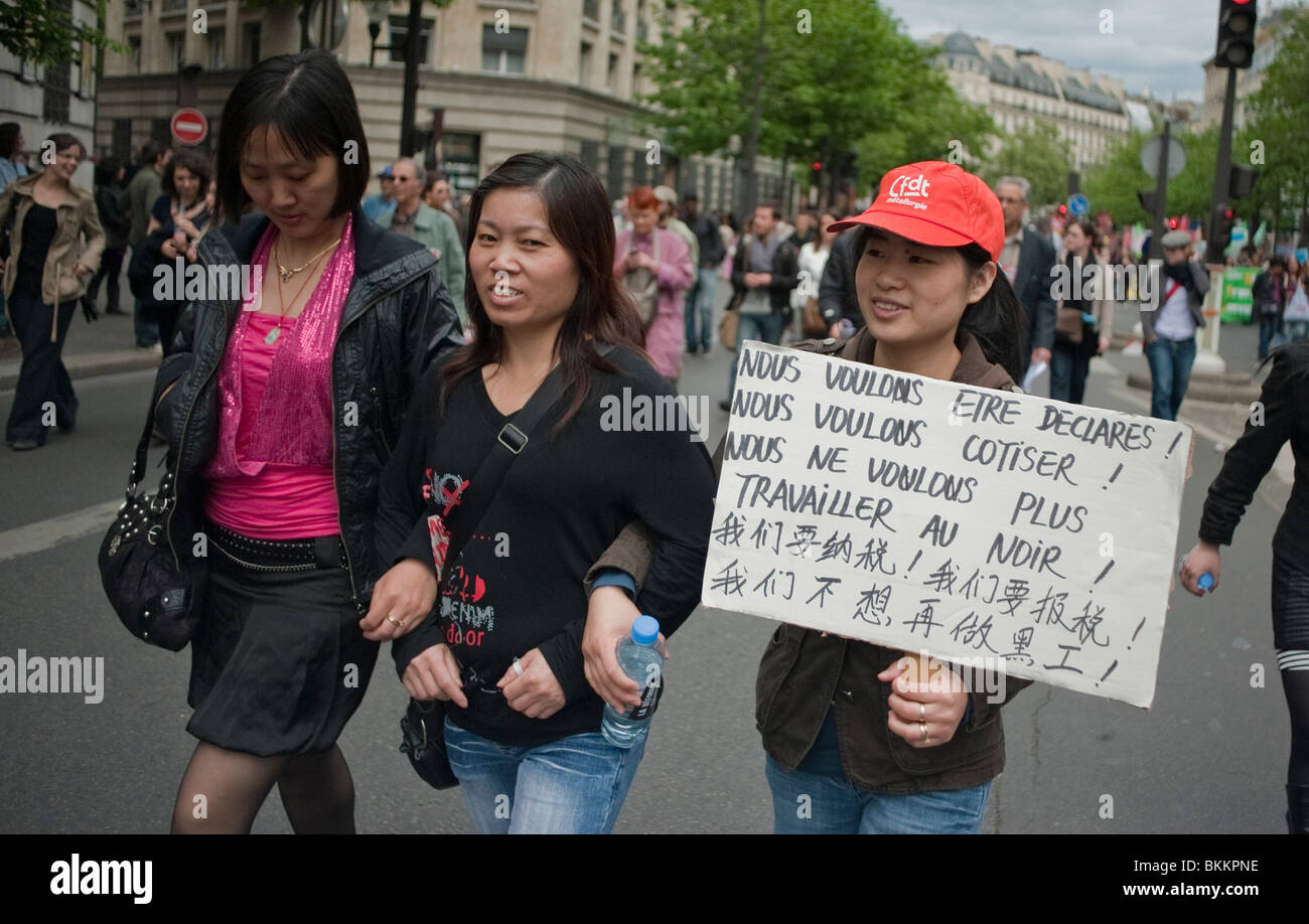 Chinese Immigrants, Europe Migrants Demonstrating in May 1, May Day ...