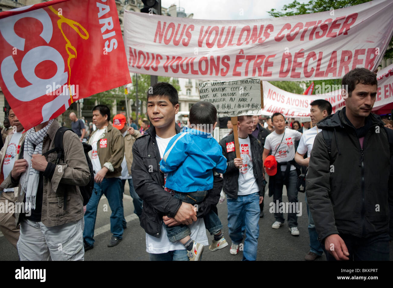 France's leading trade unions Demonstrating in May 1, May Day ...