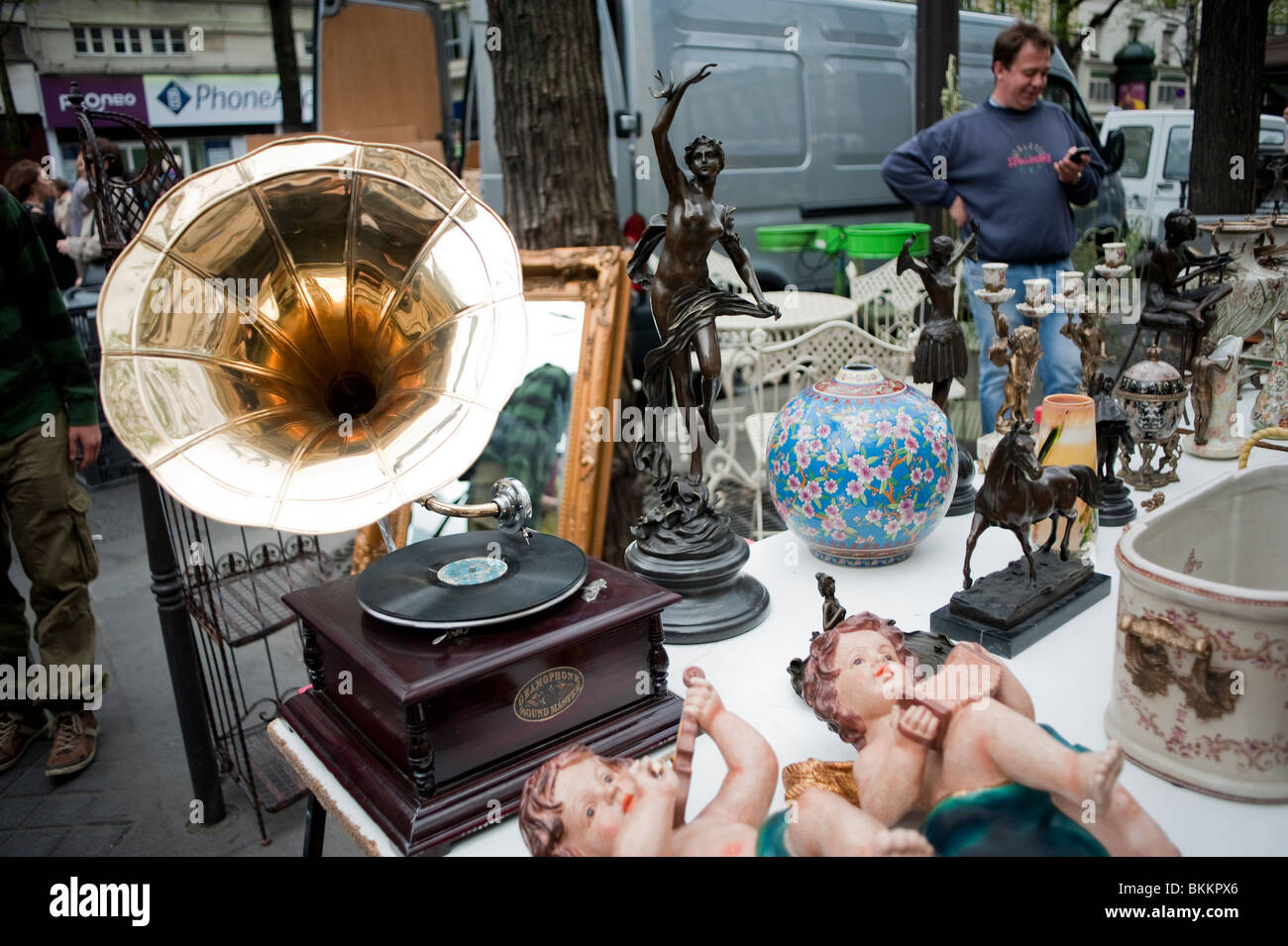 Paris, France, French Antiques, on display on Sidewalk during annual ...