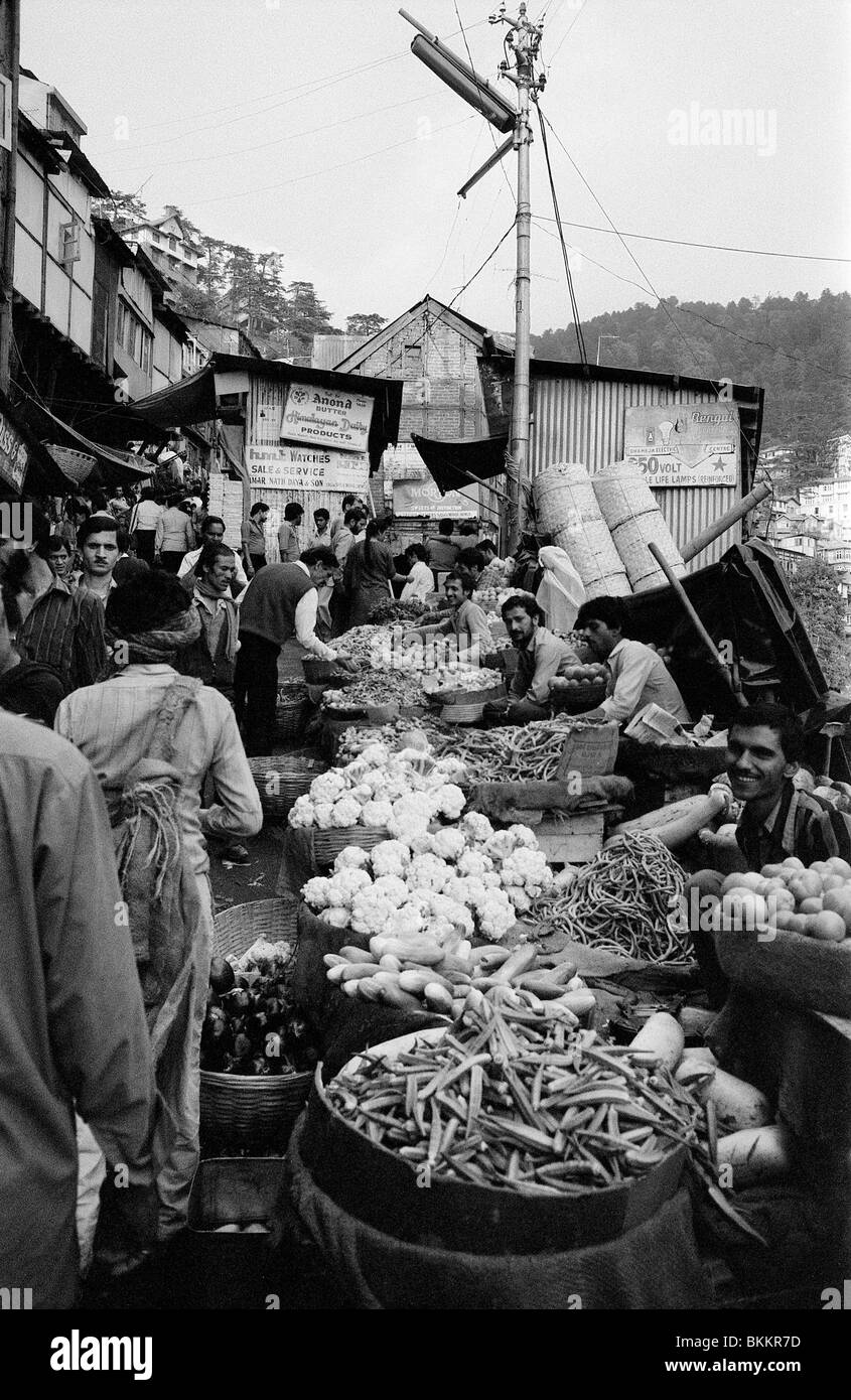 A fruit and vegtable market in Sabzi Mandi, the Lower Bazar in Shimla ...
