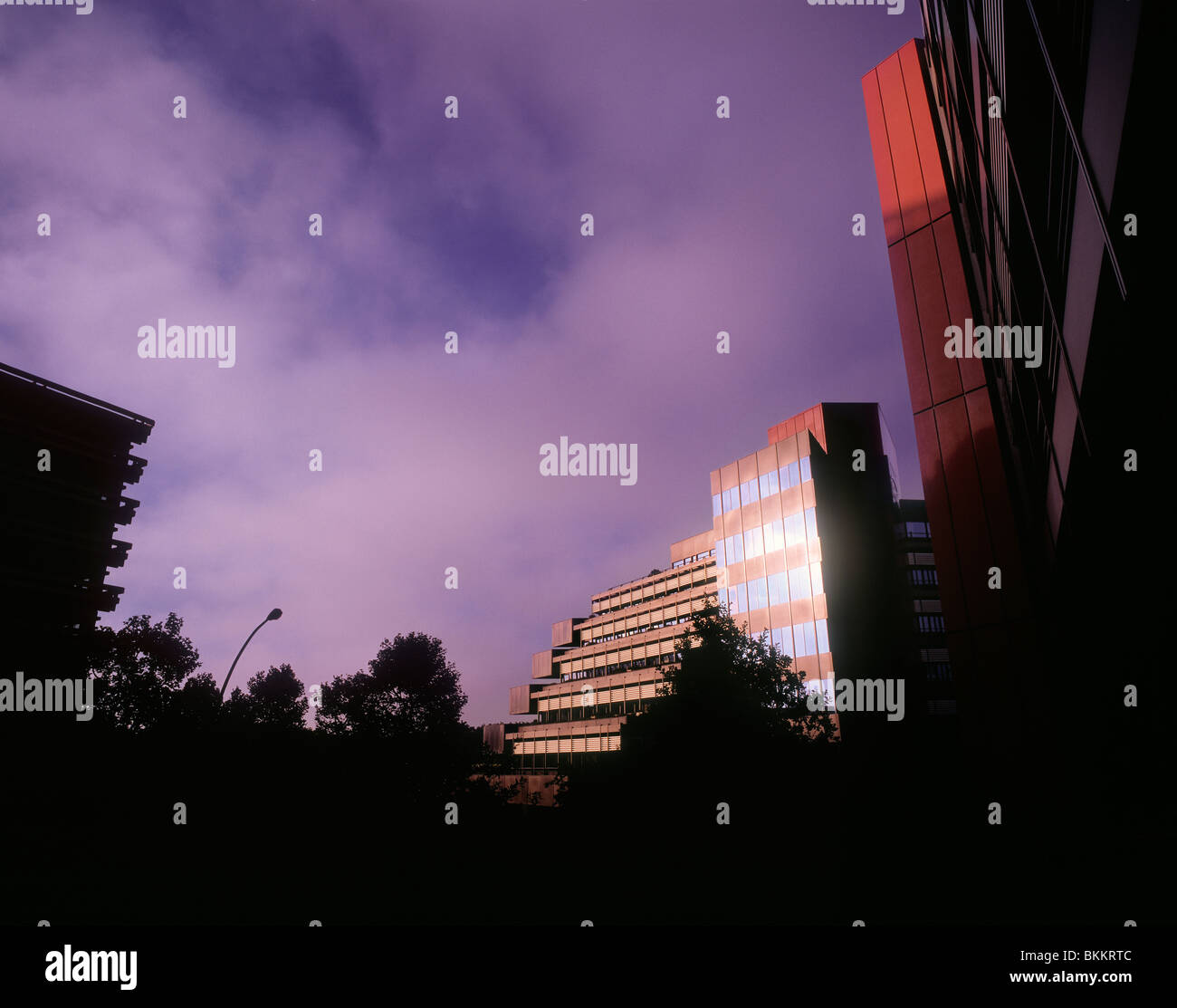 Morning sunlight reflecting in window of office building Stock Photo ...