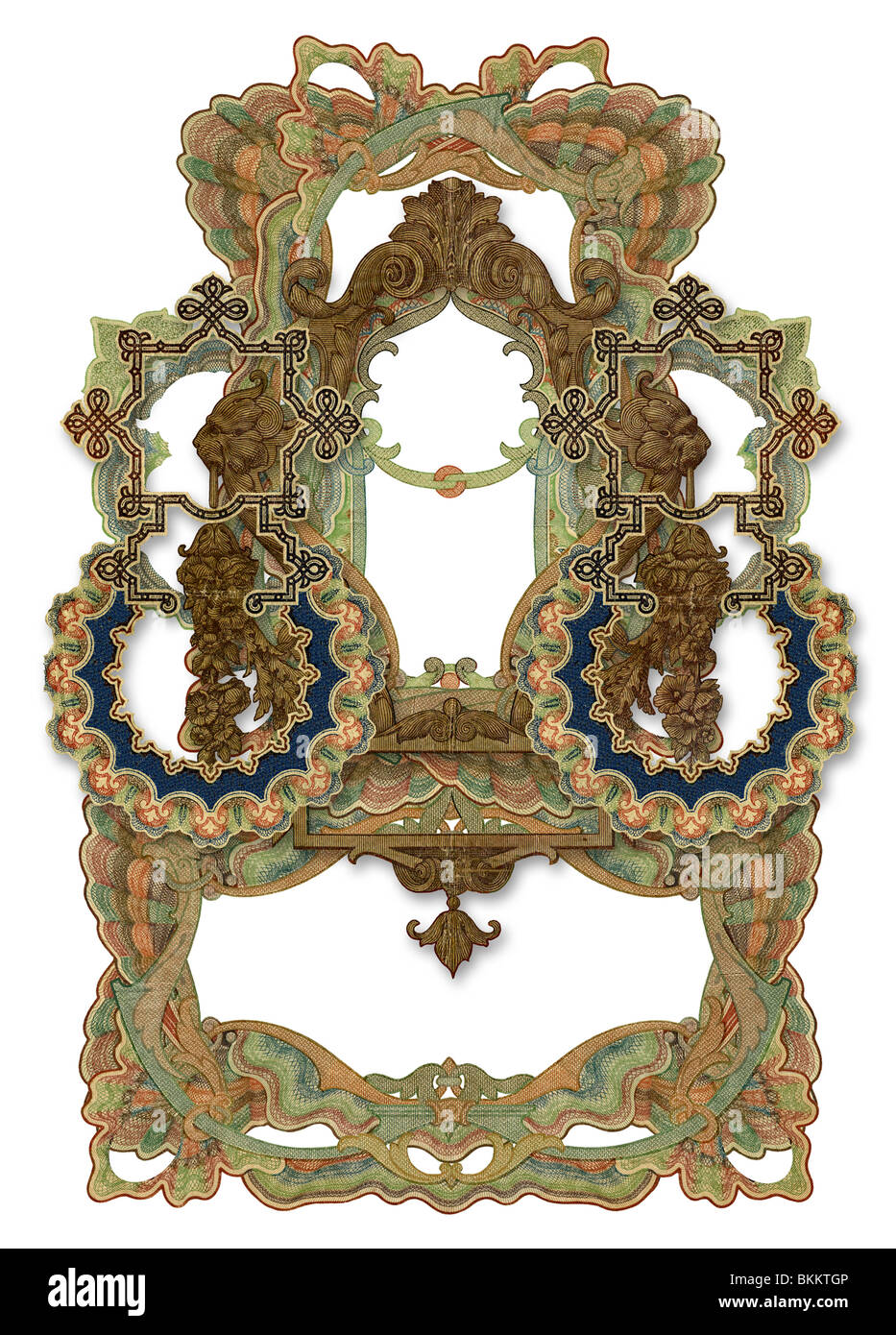 Luxuriously illustrated old colored Victorian frame Stock Photo - Alamy