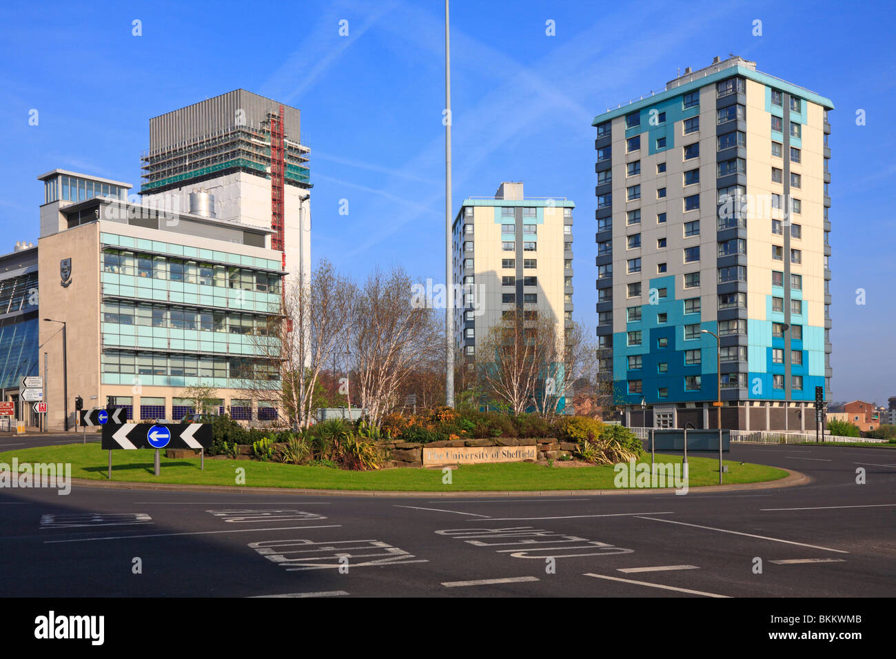 University of Sheffield buildings and flats by Brook Hill roundabout ...