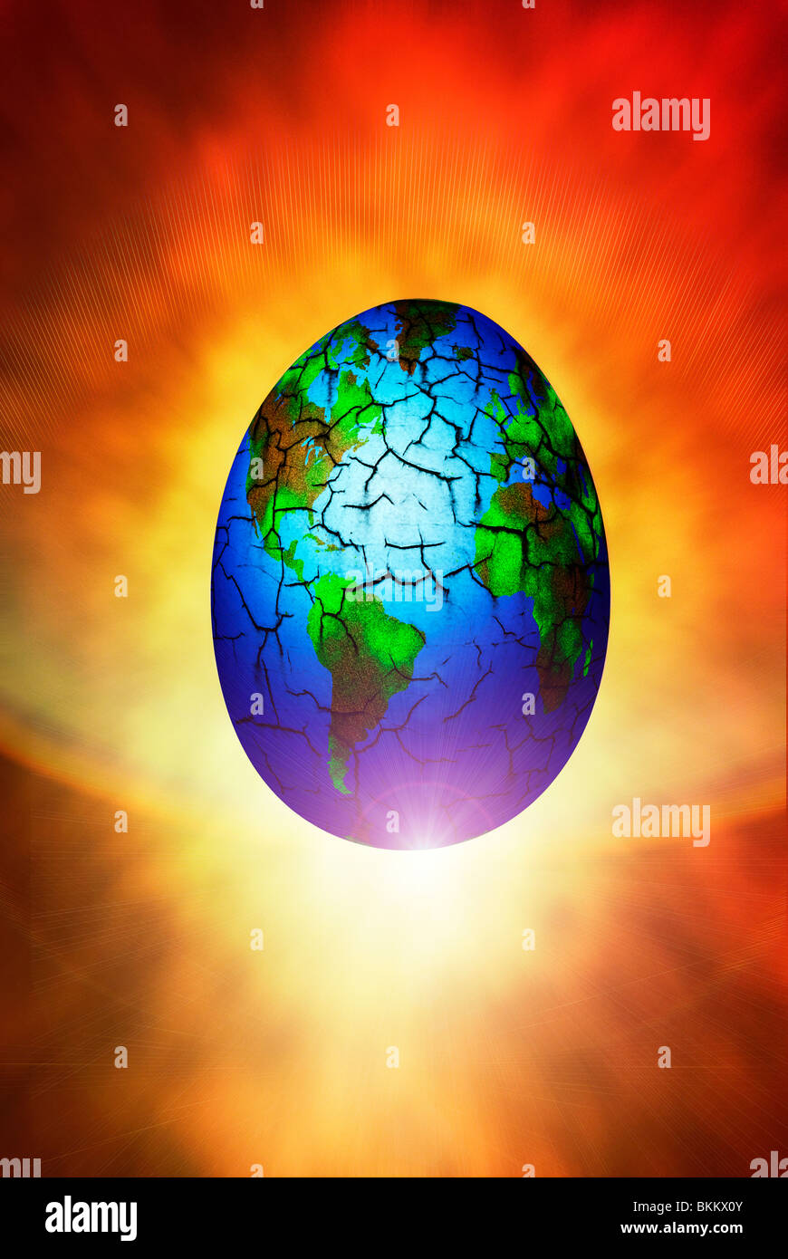 Egg shaped cracked earth illustrating global warming / climate change ...