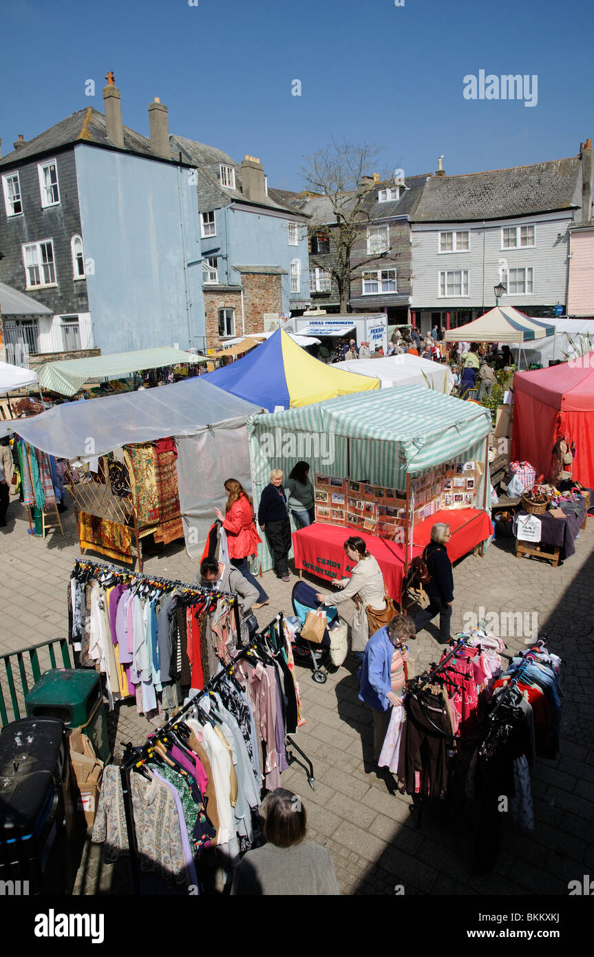 Open market in Totnes town centre South Devon England UK Stock Photo ...