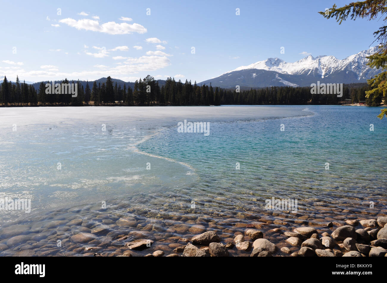 New ice on lake Stock Photo - Alamy