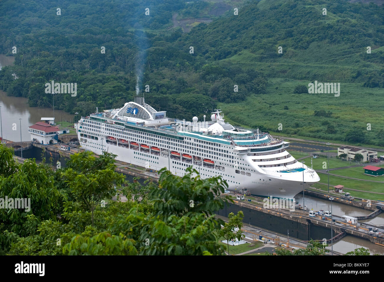 Luxury Cruise Ship Dawn Princess Transiting Pedro Miguel Locks, Panama ... Luxury Cruise Ship Dawn Princess Transiting Pedro Miguel Locks, Panama ...