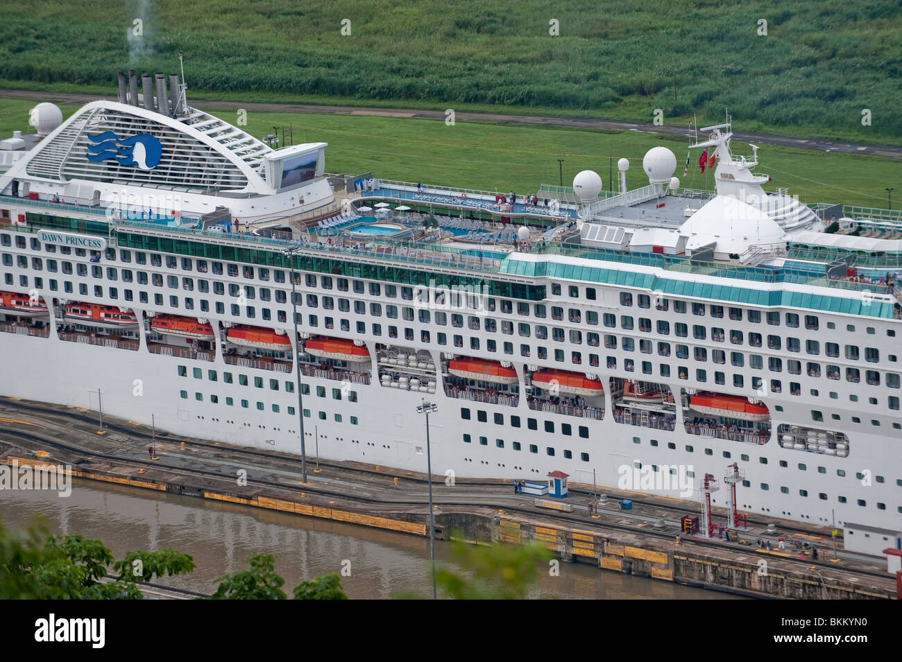 Luxury Cruise Ship Dawn Princess Transiting Pedro Miguel Locks, Panama ... Luxury Cruise Ship Dawn Princess Transiting Pedro Miguel Locks, Panama ...