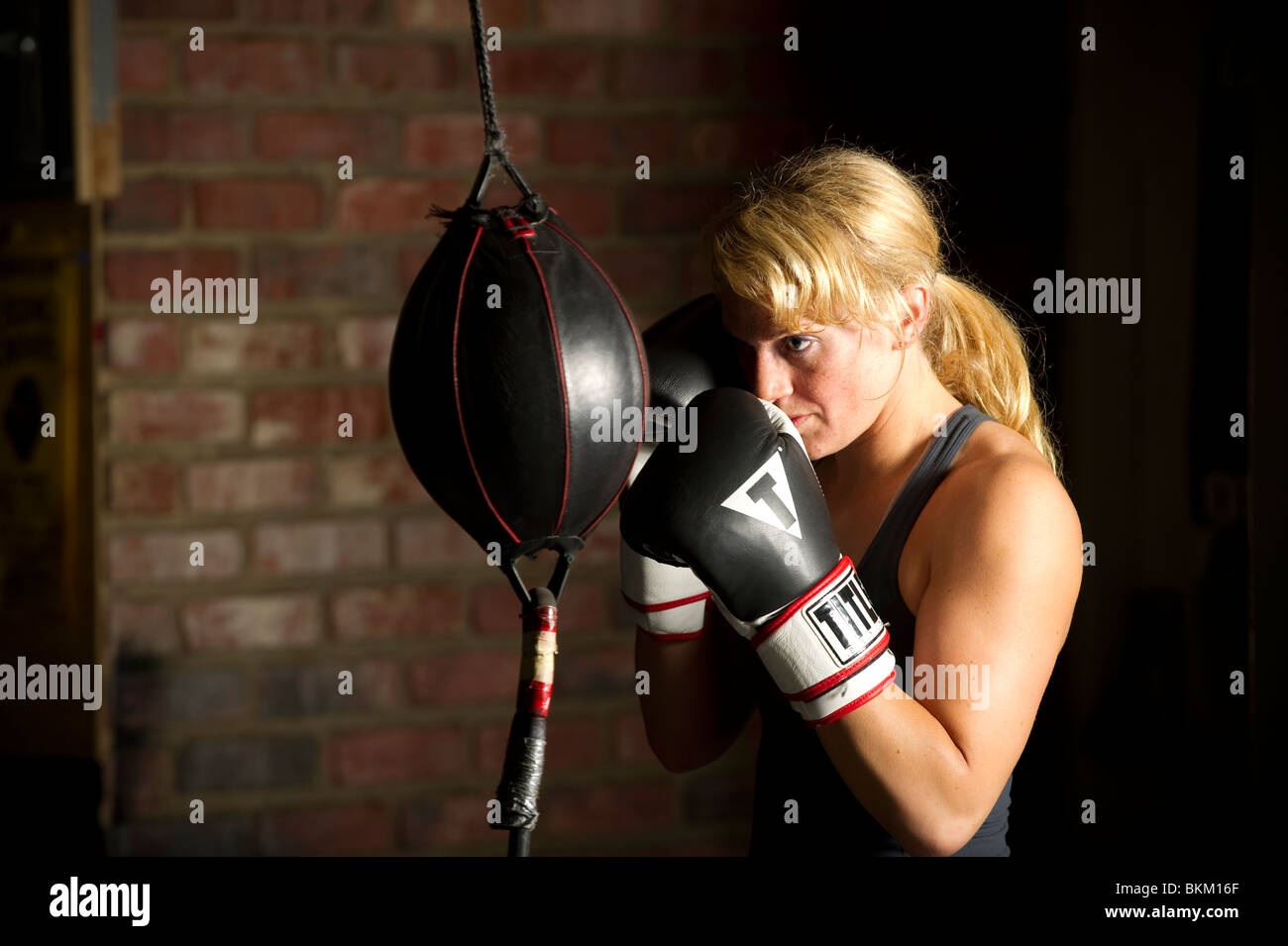 Female boxer training in a gym Stock Photo - Alamy