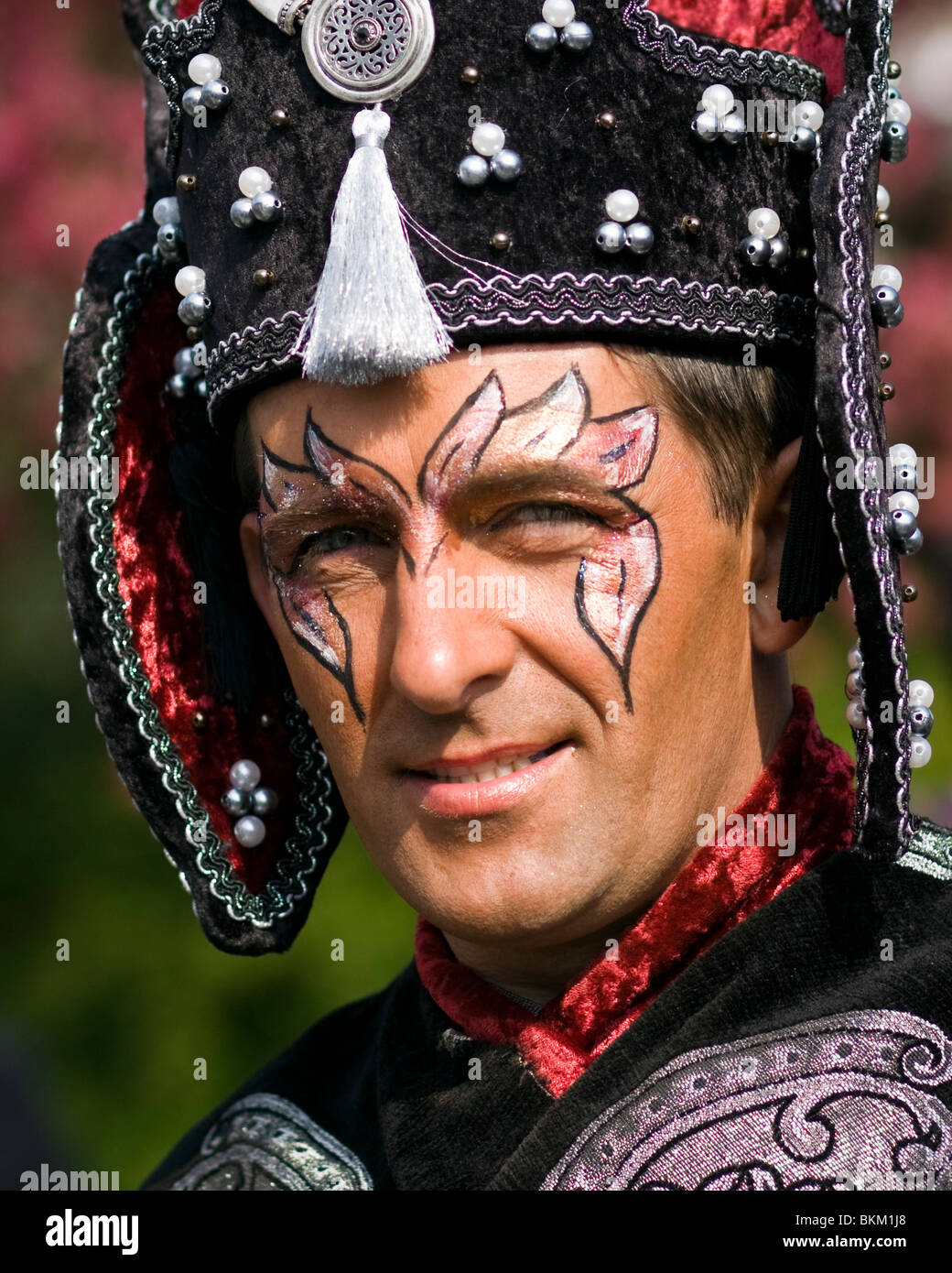 Performers in costume gathered for a Venetian carnival parade Stock ...