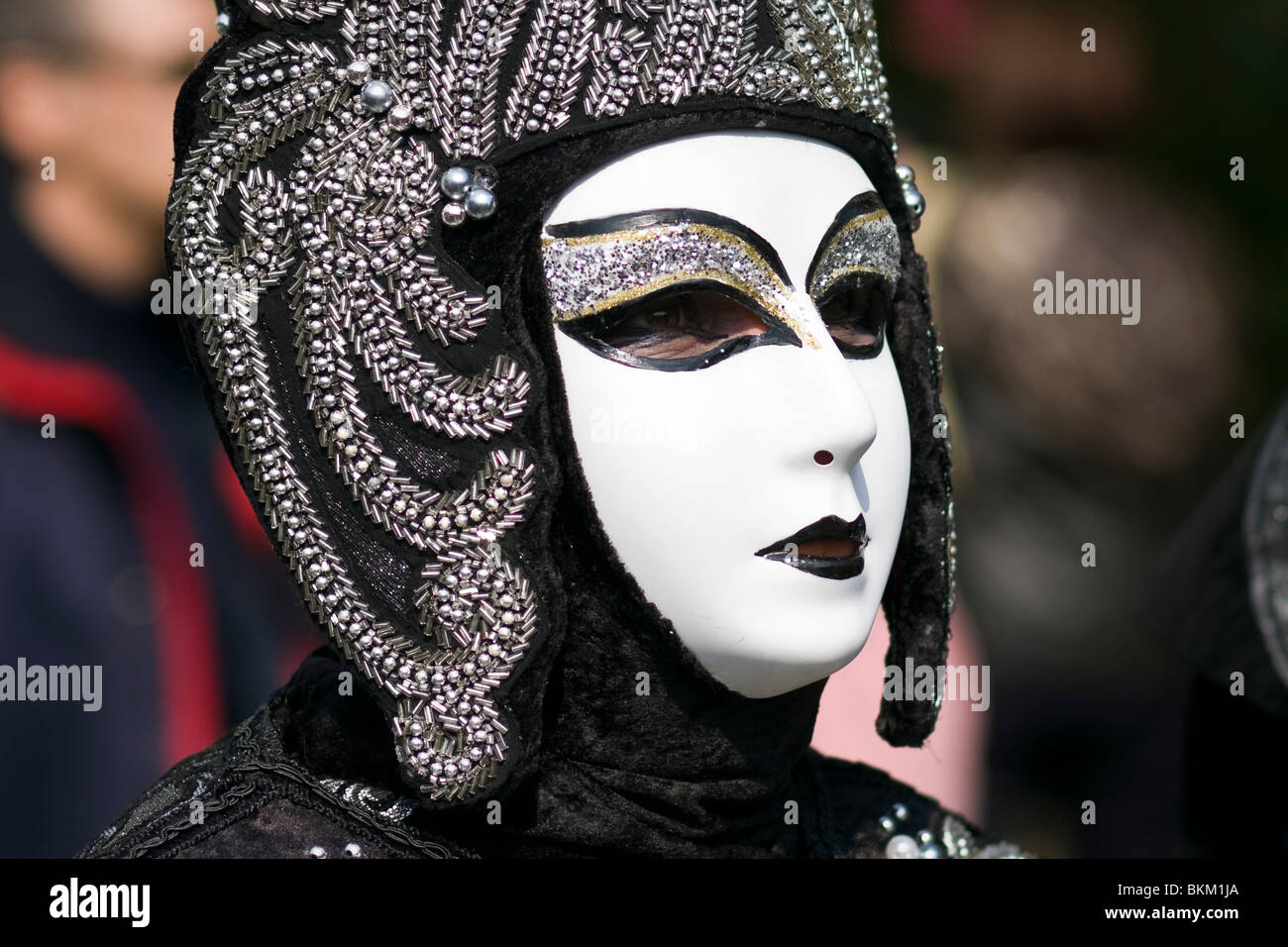 Performers in costume gathered for a Venetian carnival parade Stock ...