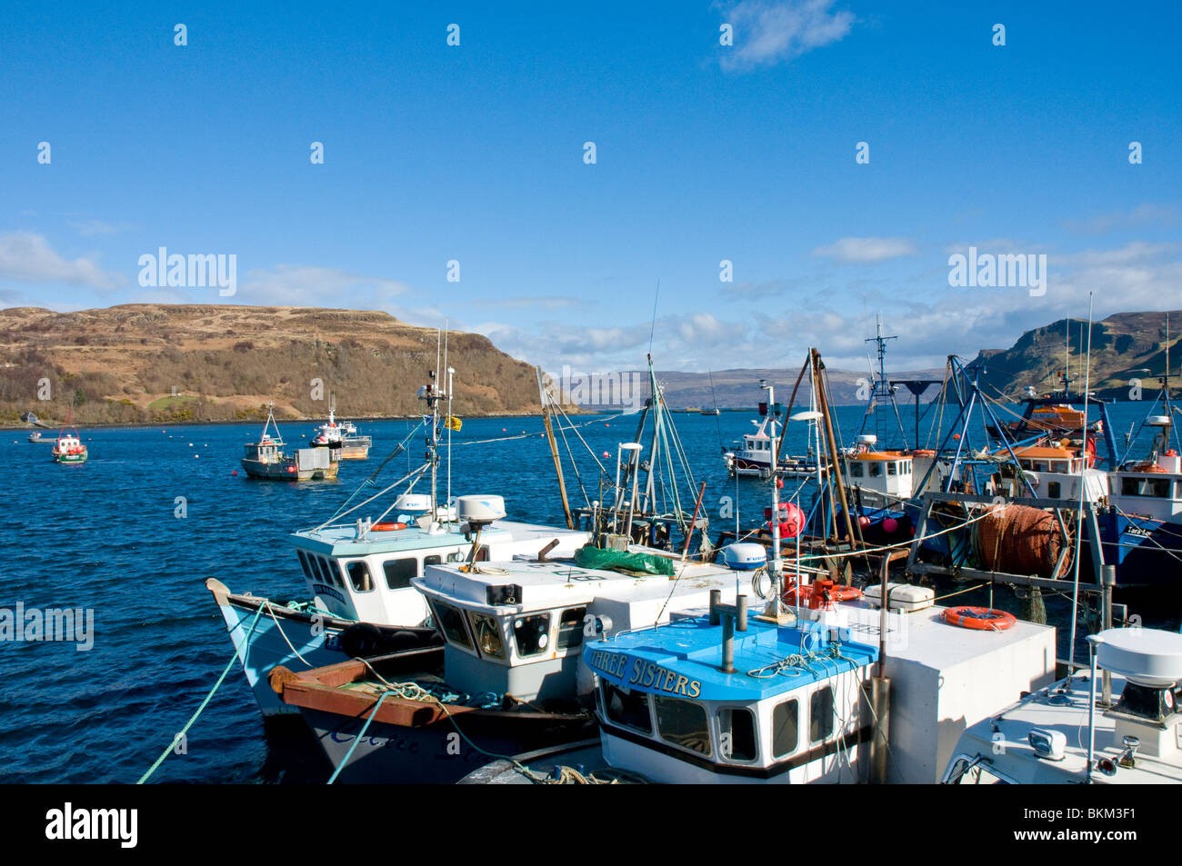 Fishing boats & boats at Portree harbour Portree Isle of Skye Highland ...