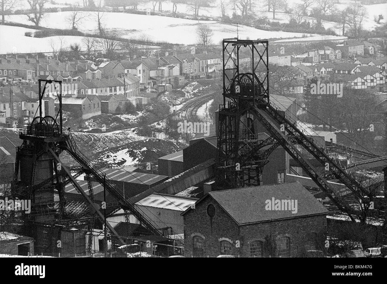 View over Deep Navigation Colliery Treharris Mid Glamorgan South Wales ...