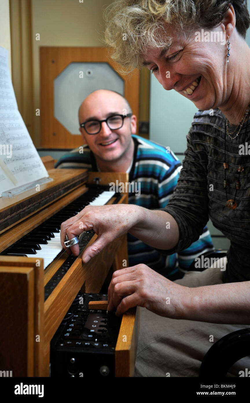Cynthia Miller an expert at playing the Ondes Martenot pictured with a ...