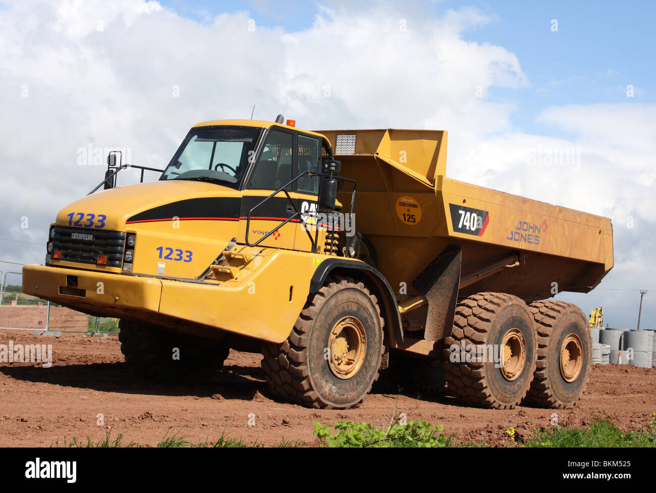 A Caterpillar tipper truck on the site of the A46 road widening scheme ...
