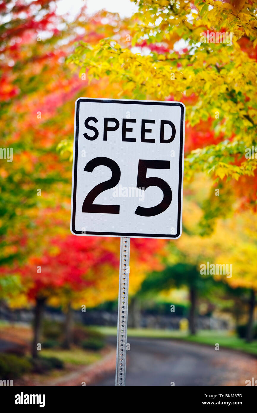 Oregon, United States Of America; A Speed Limit Sign On The Side Of The ...