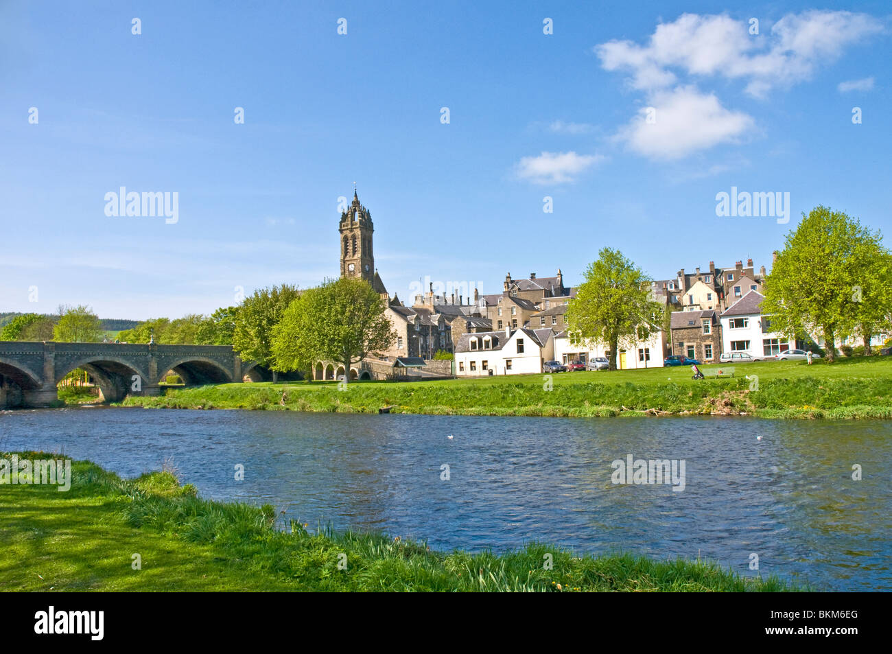 Bridge over the River Tweed at Peebles Scottish Borders Scotland Stock ...
