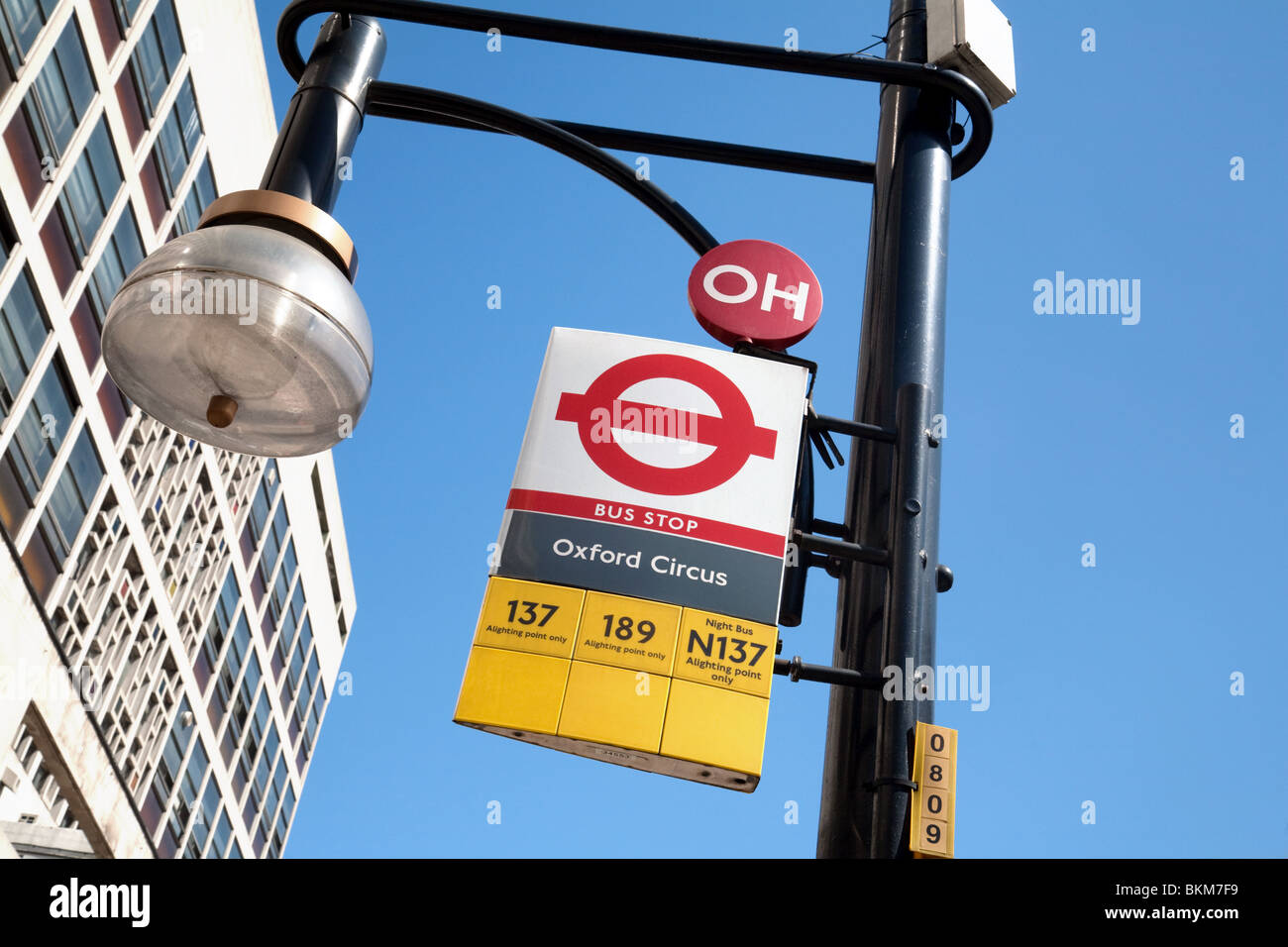 Oxford Circus bus stop sign, Oxford Street London UK Stock Photo - Alamy
