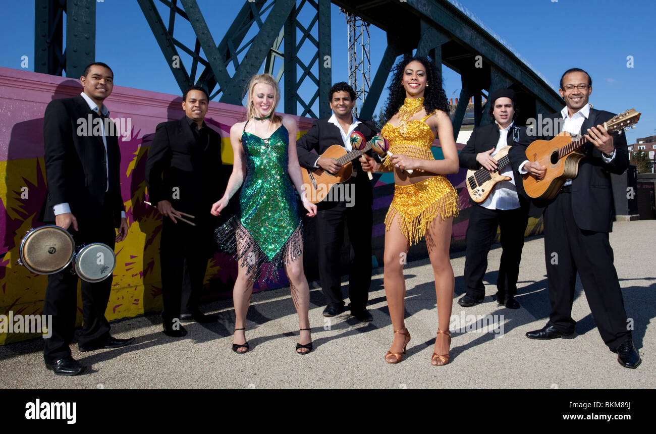 Salsa band, Camden, London, England, UK Stock Photo - Alamy