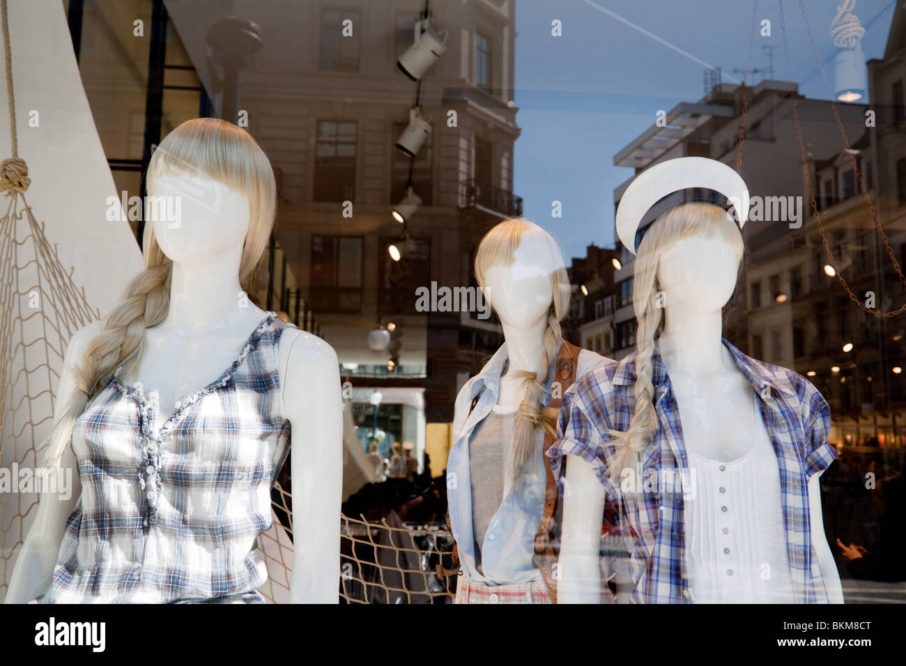 Faceless mannikins in a shop window, Regent Street London UK Stock ...