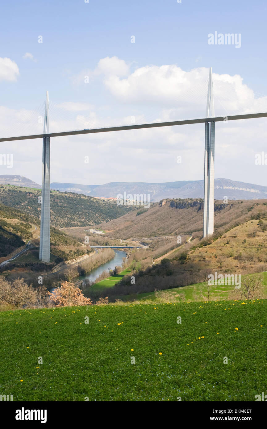 The Beautiful Millau Viaduct Suspension Bridge Carrying Traffic Over ...