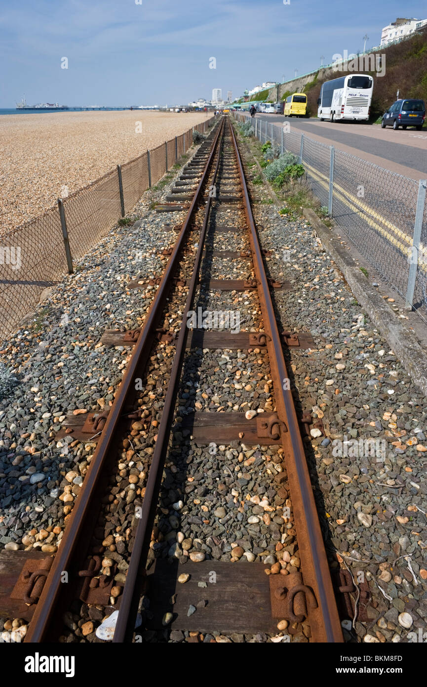 Single railway line; rail tracks Westwards towards Brighton part of the ...