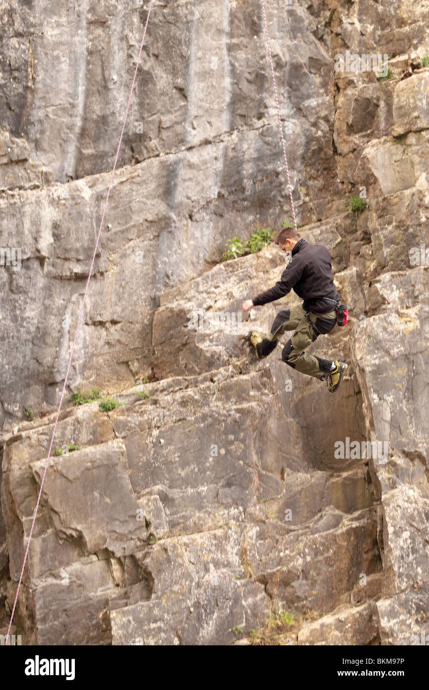 High climber action in Cheddar Gorge Stock Photo - Alamy