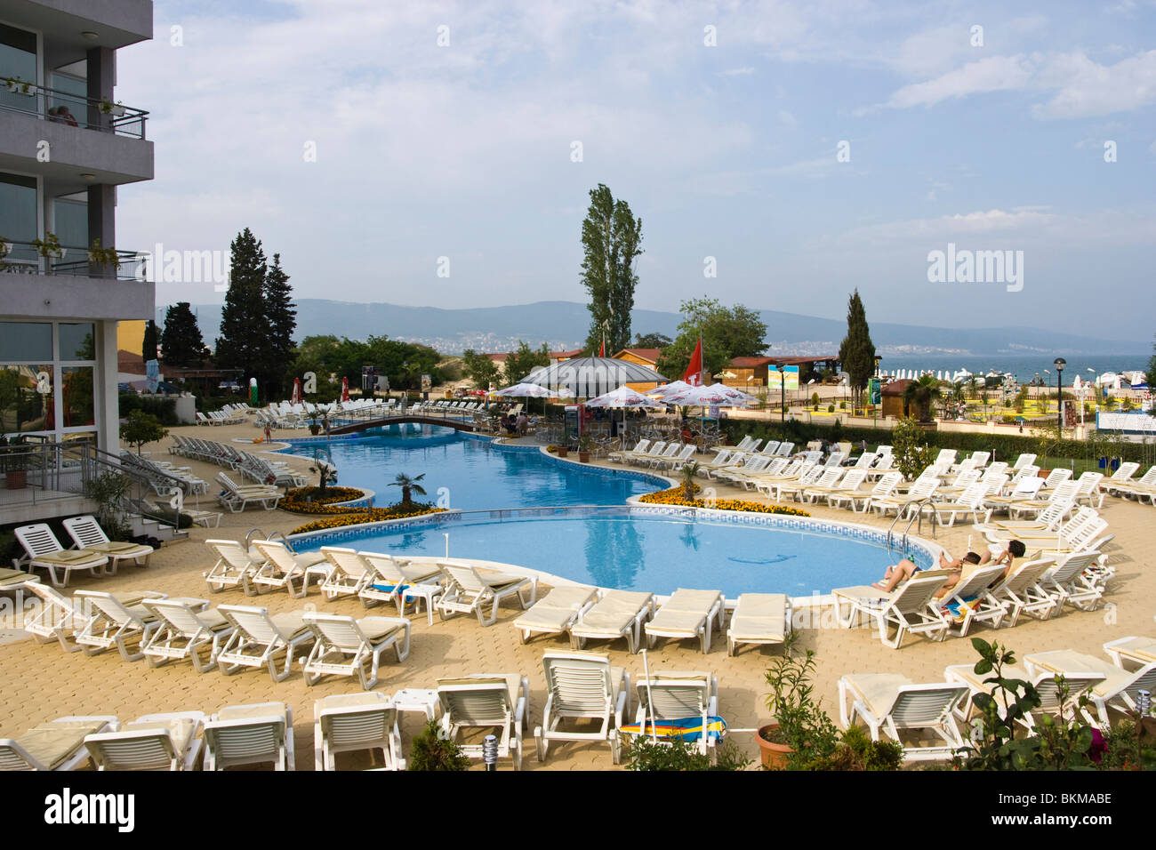 Bulgaria, Sunny beach, (Slunchev Bryag), pool in front of hotel, Black ...