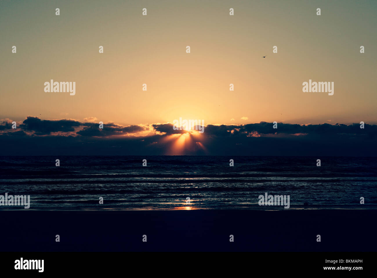 SUN RISING OVER ATLANTIC OCEAN ON THE BEACH ON CUMBERLAND ISLAND ...