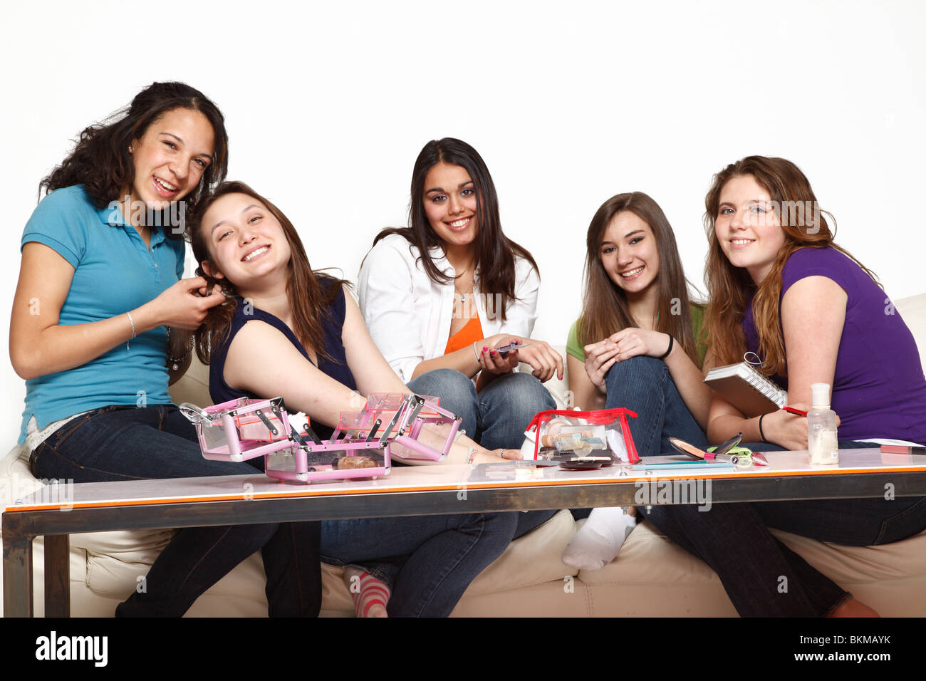 Five Teenagers enjoying themselves Stock Photo - Alamy