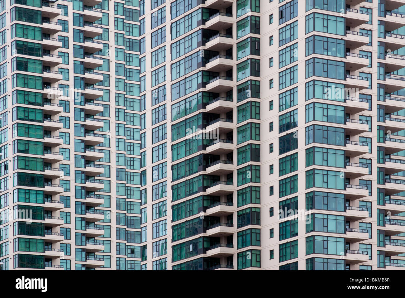 Many windows and balconies of modern high rise building in San Diego ...
