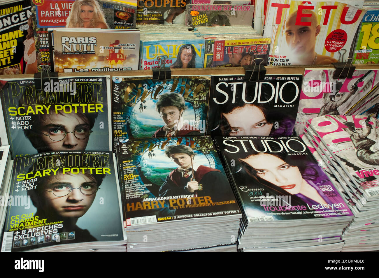French Magazines Stand, Kiosk, Detail Cinema Magazines on Display ...