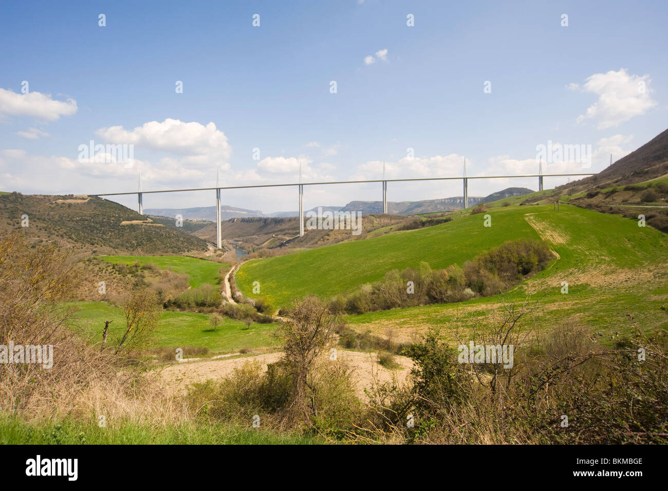 The Beautiful Millau Viaduct Suspension Bridge Carrying Traffic Over ...