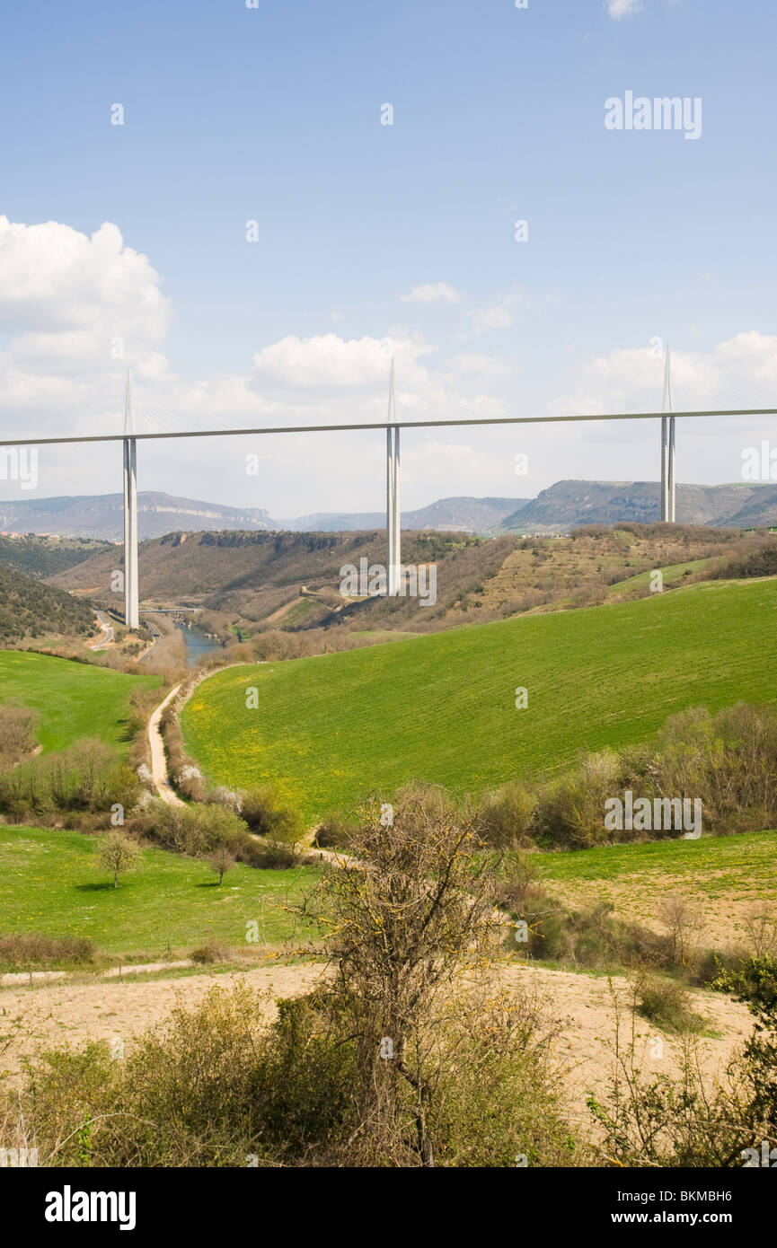 The Beautiful Millau Viaduct Suspension Bridge Carrying Traffic Over ...